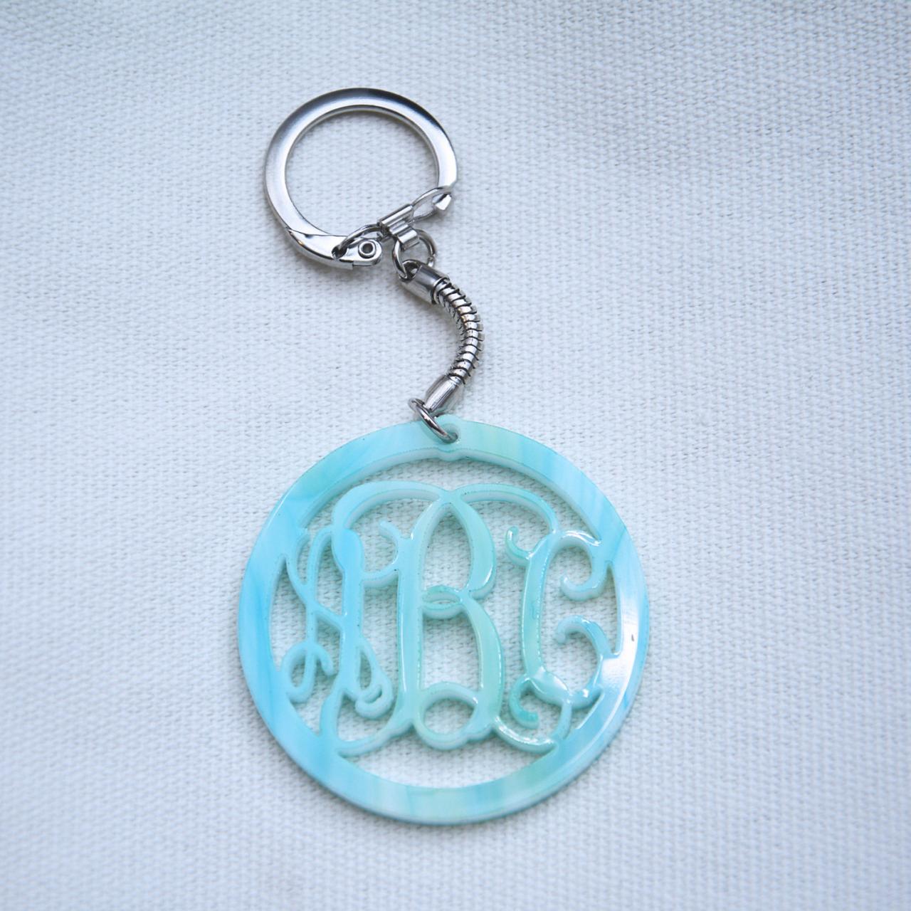 3 Initials Monogram Keychain - 2.5 Inch Vine Personalized Monogram ...