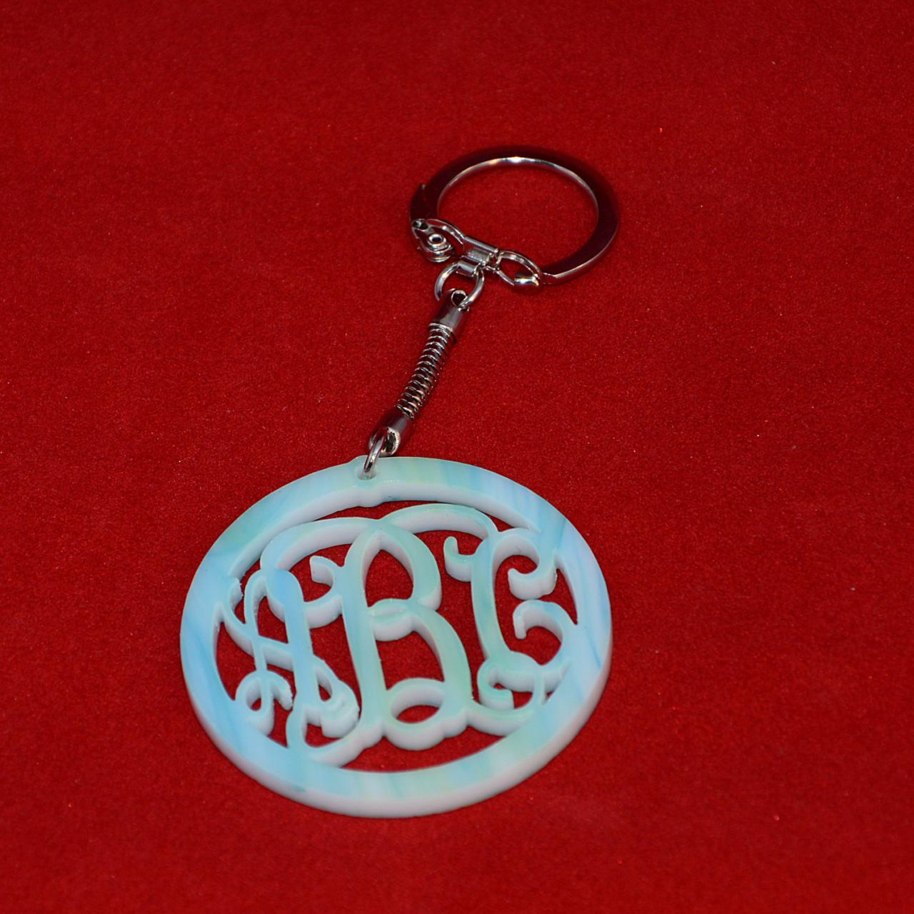 3 Initials Monogram Keychain - 2.5 Inch Vine Personalized Monogram ...